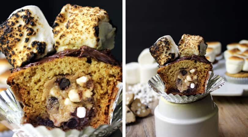 Graham Cracker Cupcakes filled with S'mores Cookie Dough - Dinner, then ...