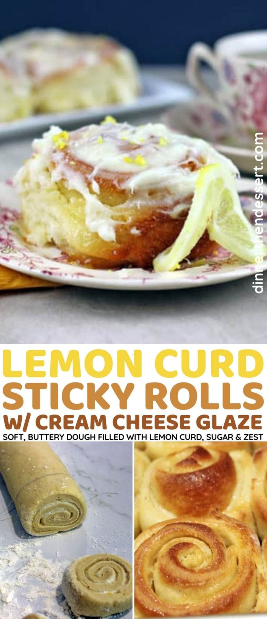 Lemon Curd Sweet Rolls with Cream Cheese Glaze - Dinner, then Dessert