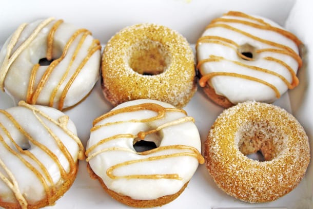 Baked Cinnamon Roll Mini Donuts - Dinner, then Dessert