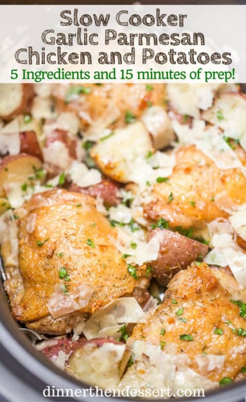 Slow Cooker Garlic Parmesan Chicken and Potatoes - Dinner, then Dessert