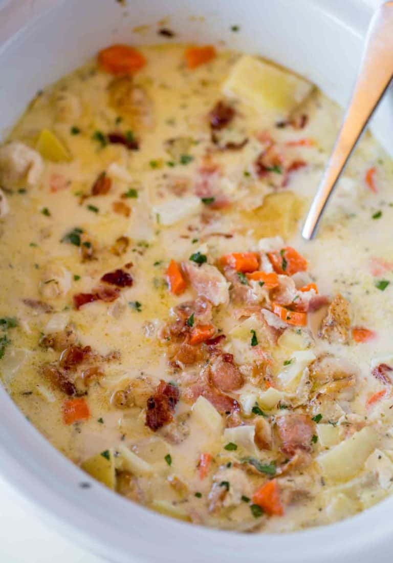 Slow Cooker Bacon Chicken Chowder - Dinner, then Dessert