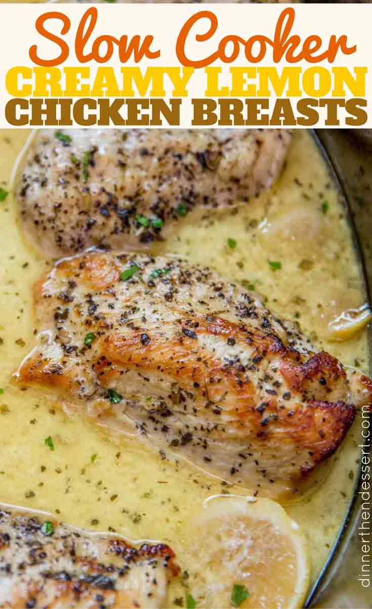 Slow Cooker Creamy Lemon Chicken - Dinner, then Dessert