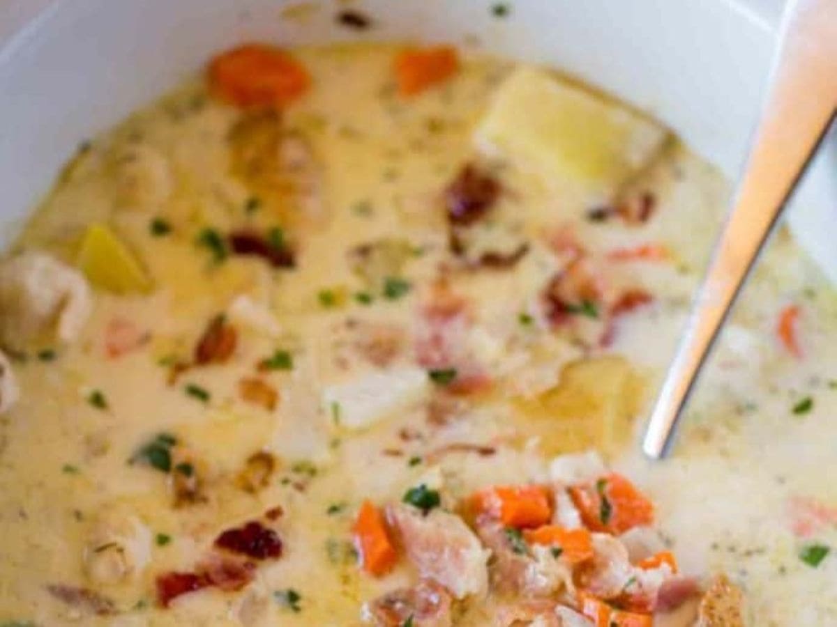 Slow Cooker Bacon Chicken Chowder - Dinner, then Dessert