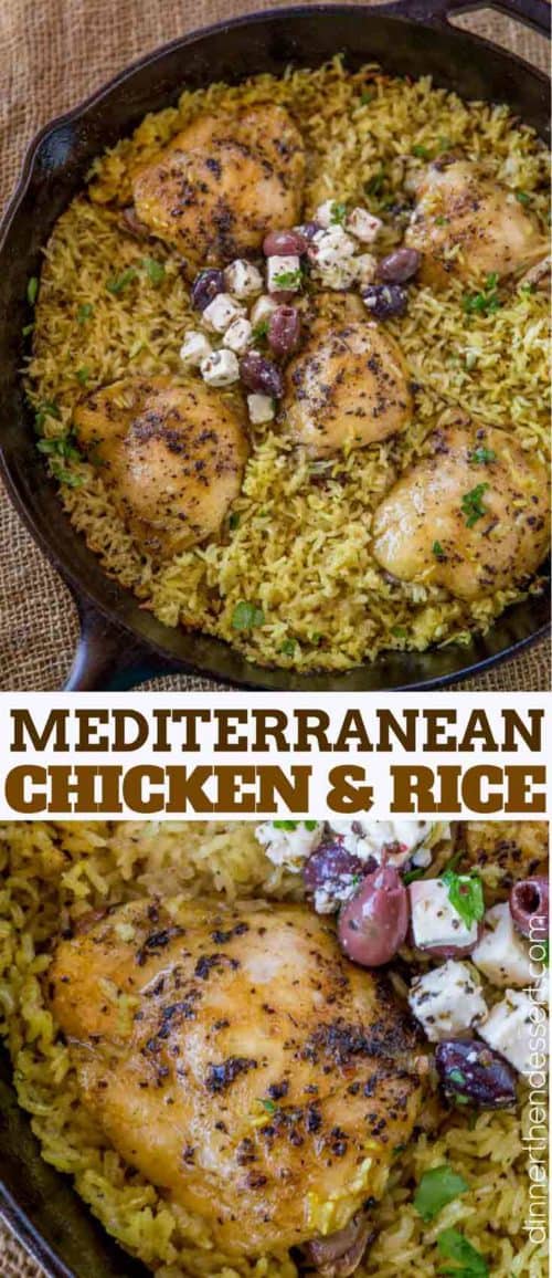 One Pot Greek Mediterranean Chicken and Rice - Dinner, then Dessert