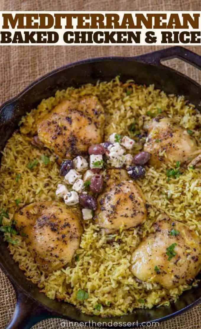 One Pot Greek Mediterranean Chicken and Rice - Dinner, then Dessert