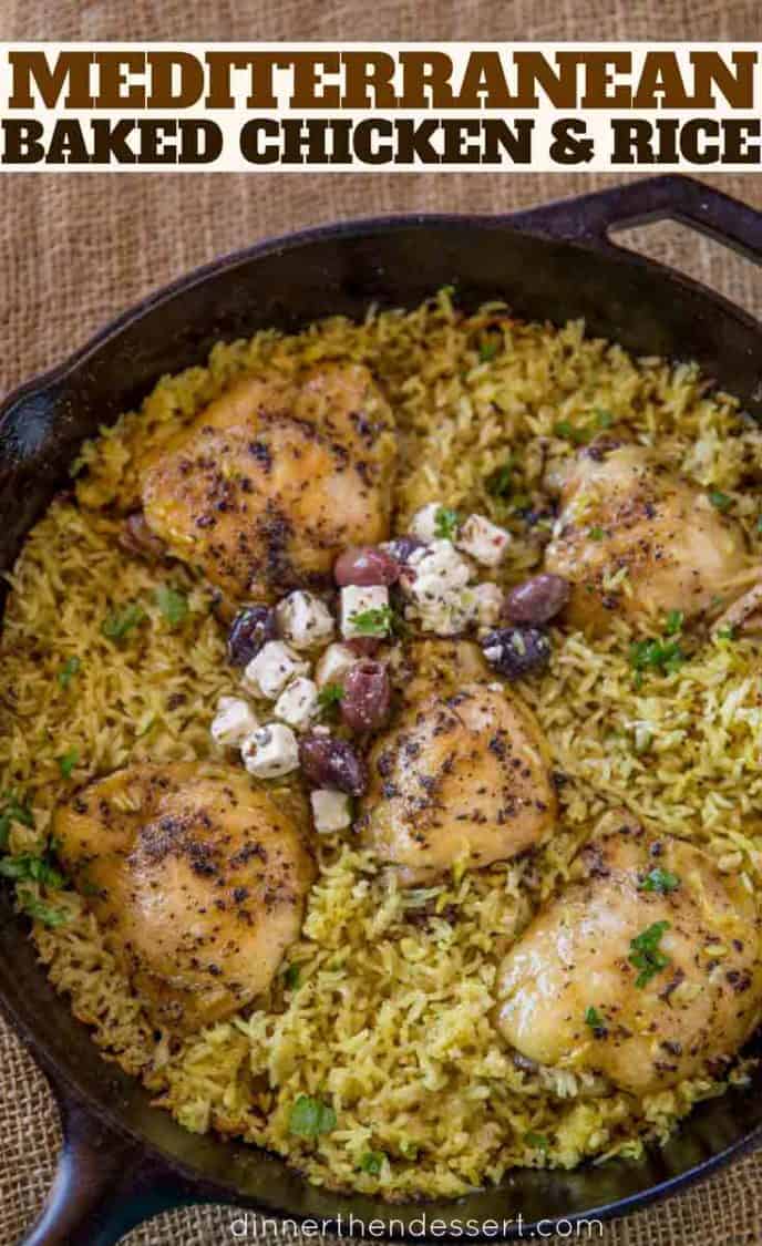 One Pot Greek Mediterranean Chicken and Rice - Dinner, then Dessert