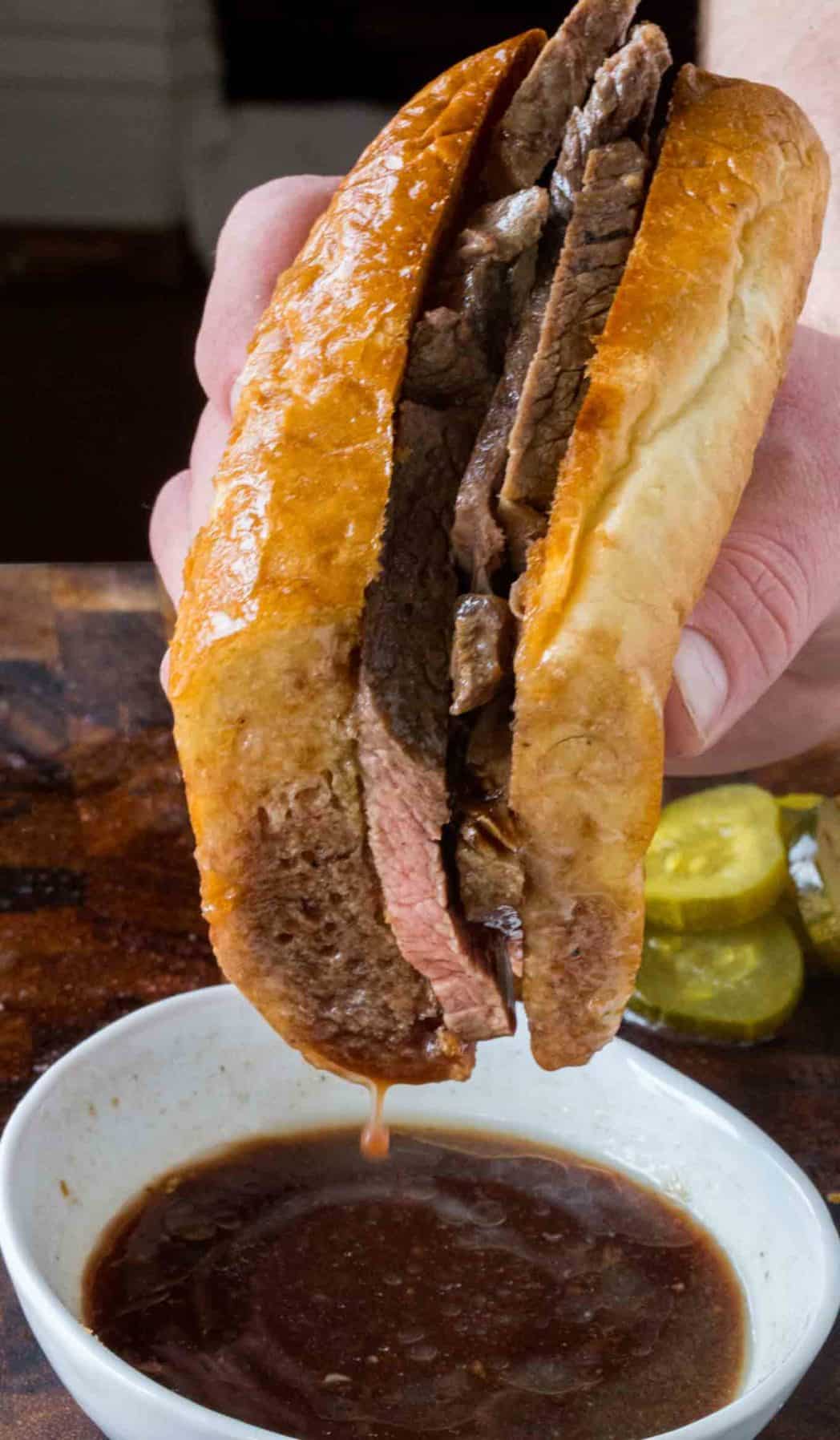 Slow Cooker Beer Braised Beef Dip Sandwiches - Dinner, then Dessert