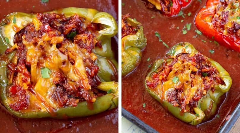 BBQ Beef Stuffed Peppers (with homemade sauce) - Dinner, then Dessert