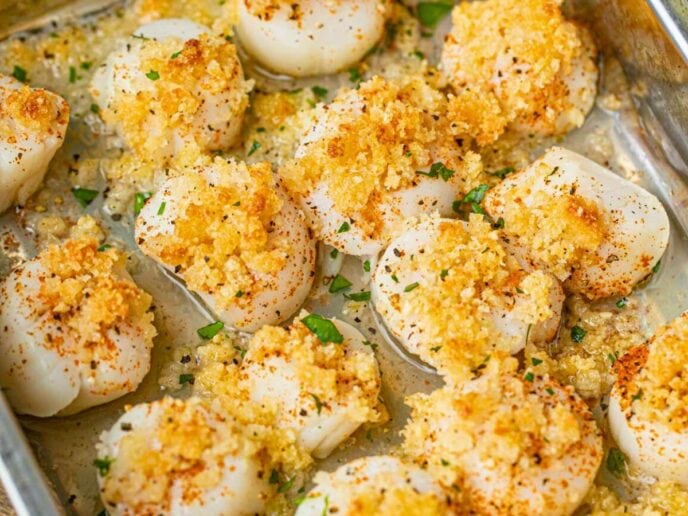 Crispy Baked Scallops (with Buttery Panko topping!) - Dinner, then Dessert