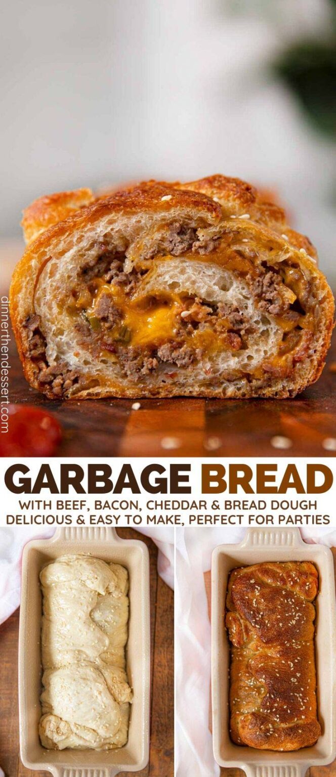 Garbage Bread Recipe (Cheesy Beef & Bacon) - Dinner, then Dessert