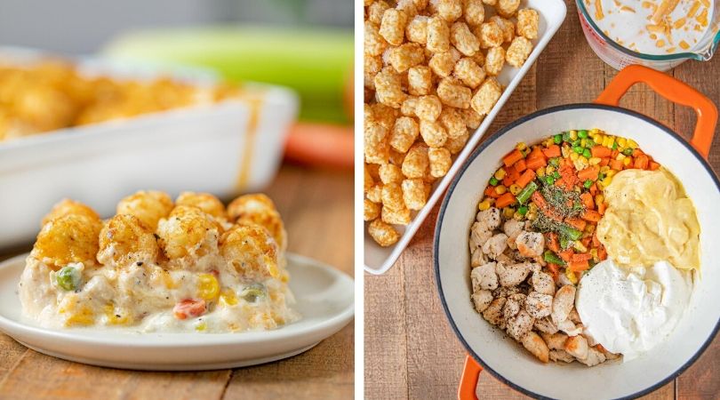 Easy Chicken Tot Pie (Tater Tot Pot Pie) Recipe - Dinner, then Dessert