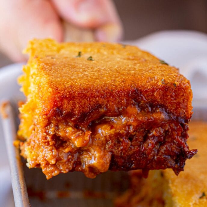 Easy BBQ Chicken Cornbread Casserole Recipe - Dinner, then Dessert