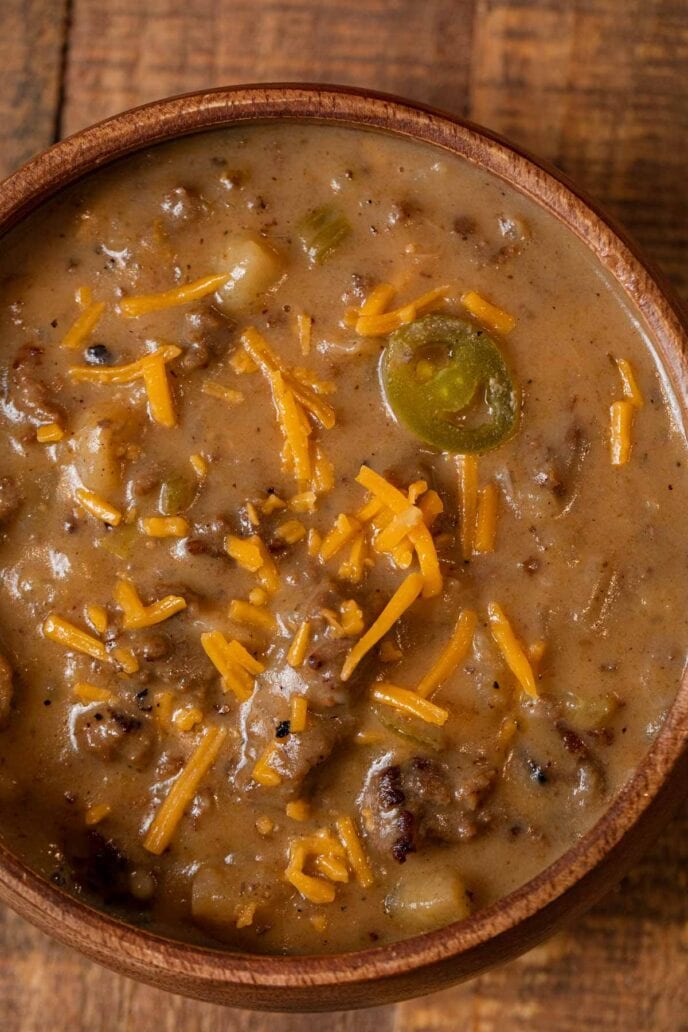 Cheesy Bratwurst Soup Recipe - Dinner, then Dessert