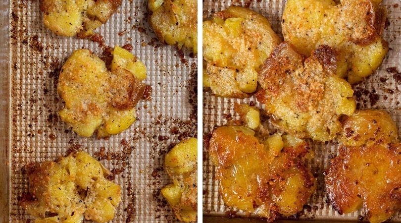 Garlic Butter Smashed Potatoes - Dinner, then Dessert