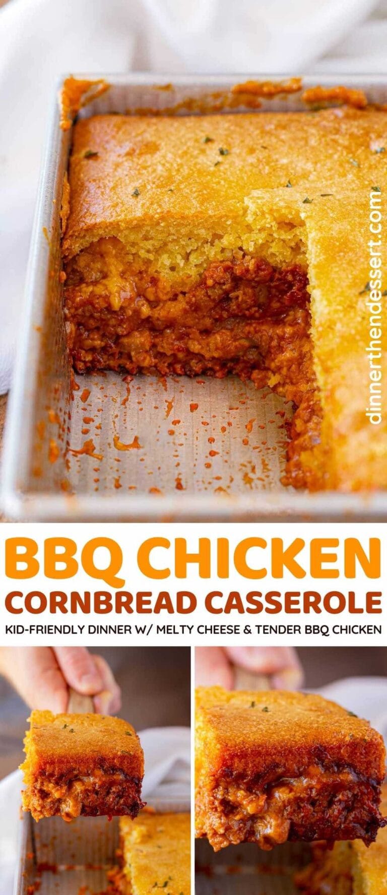 Easy BBQ Chicken Cornbread Casserole Recipe - Dinner, then Dessert