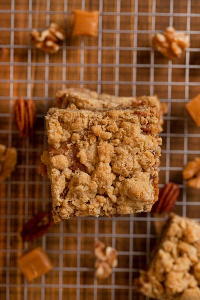 Caramel Nut Crumb Bars Recipe - Dinner, then Dessert