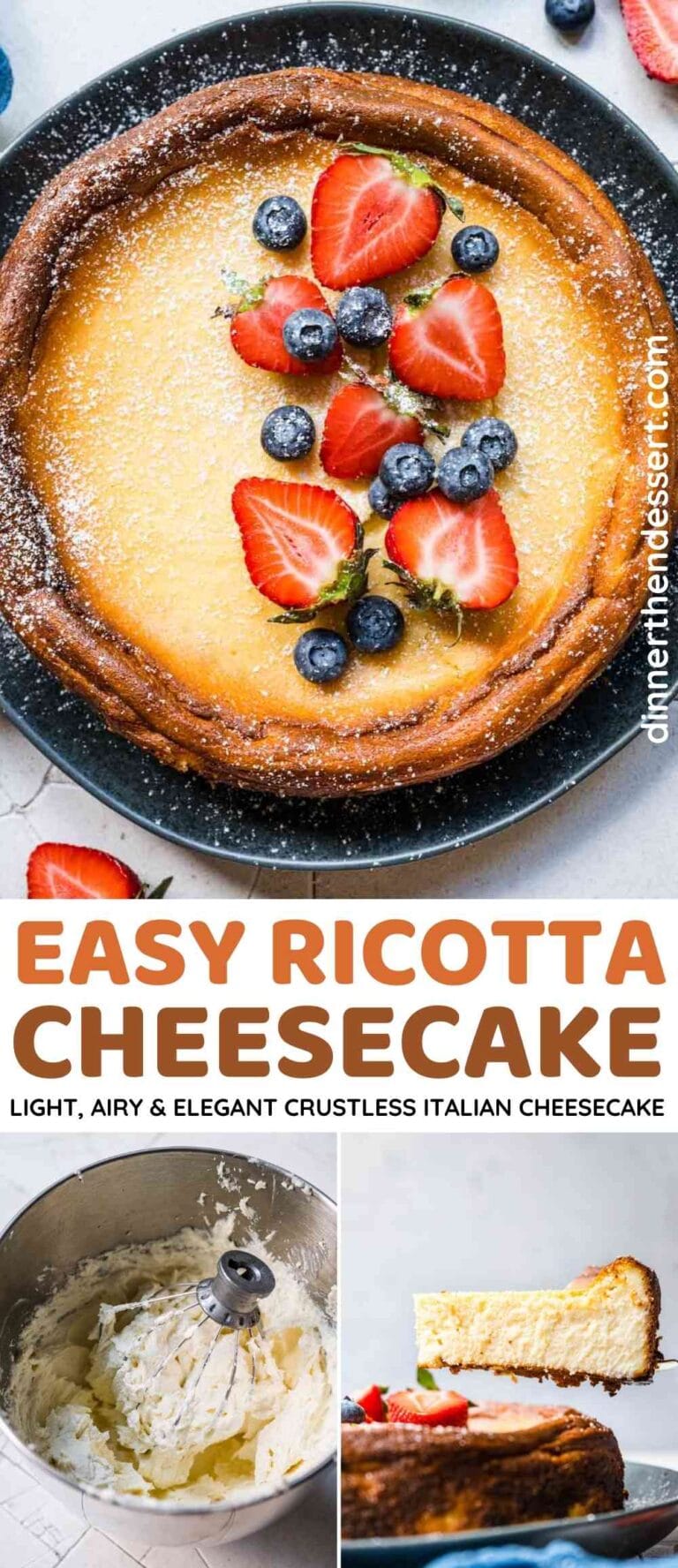 Cream Cheese and Ricotta Cheesecake Recipe (Light & Elegant)