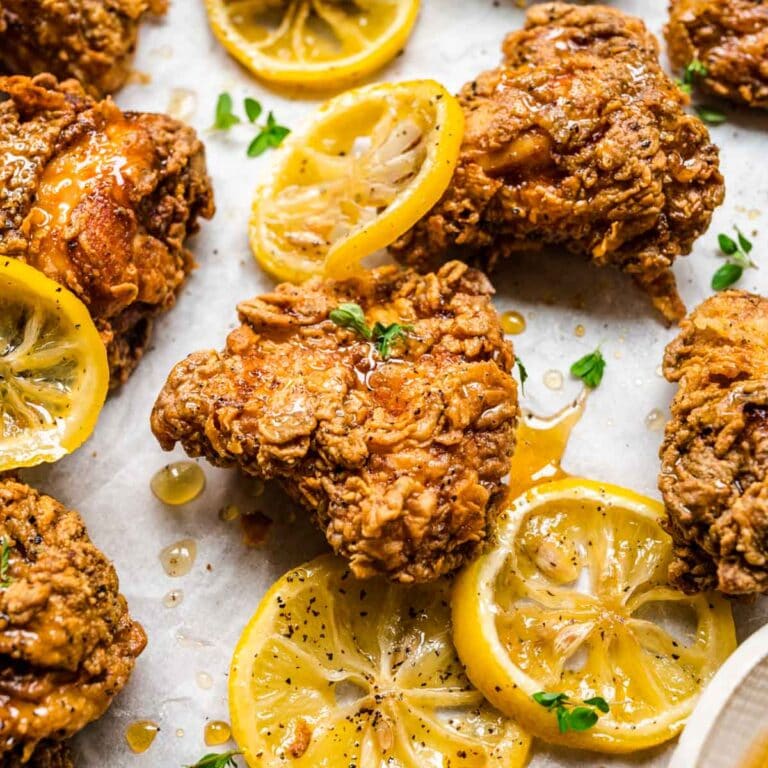 Lemon Pepper Honey Fried Chicken Recipe - Dinner, then Dessert
