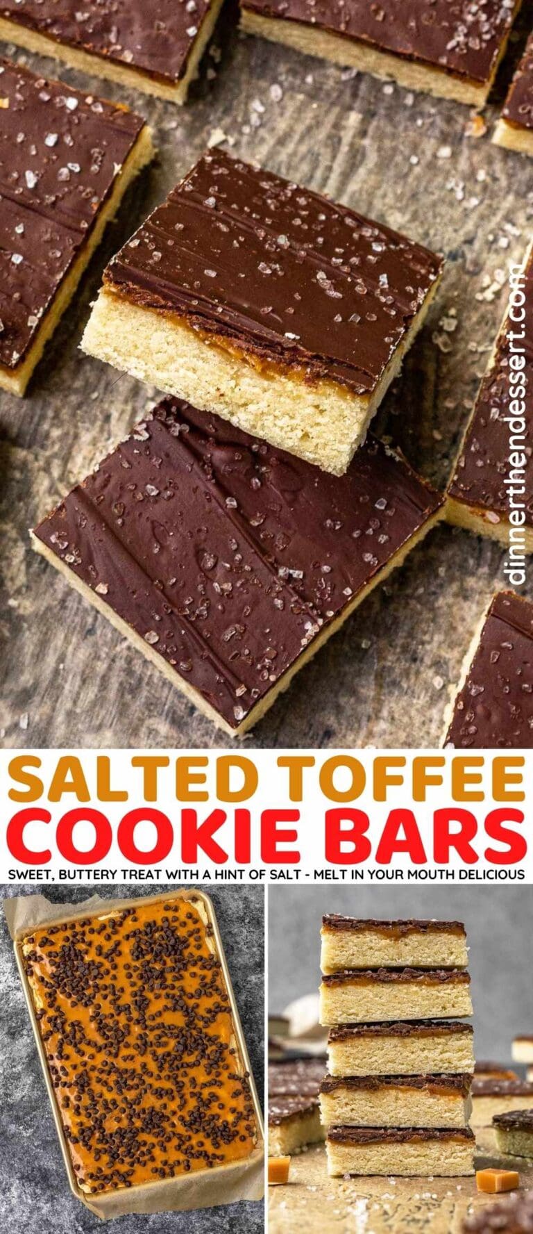 Salted Toffee Cookie Bars Recipe - Dinner, then Dessert