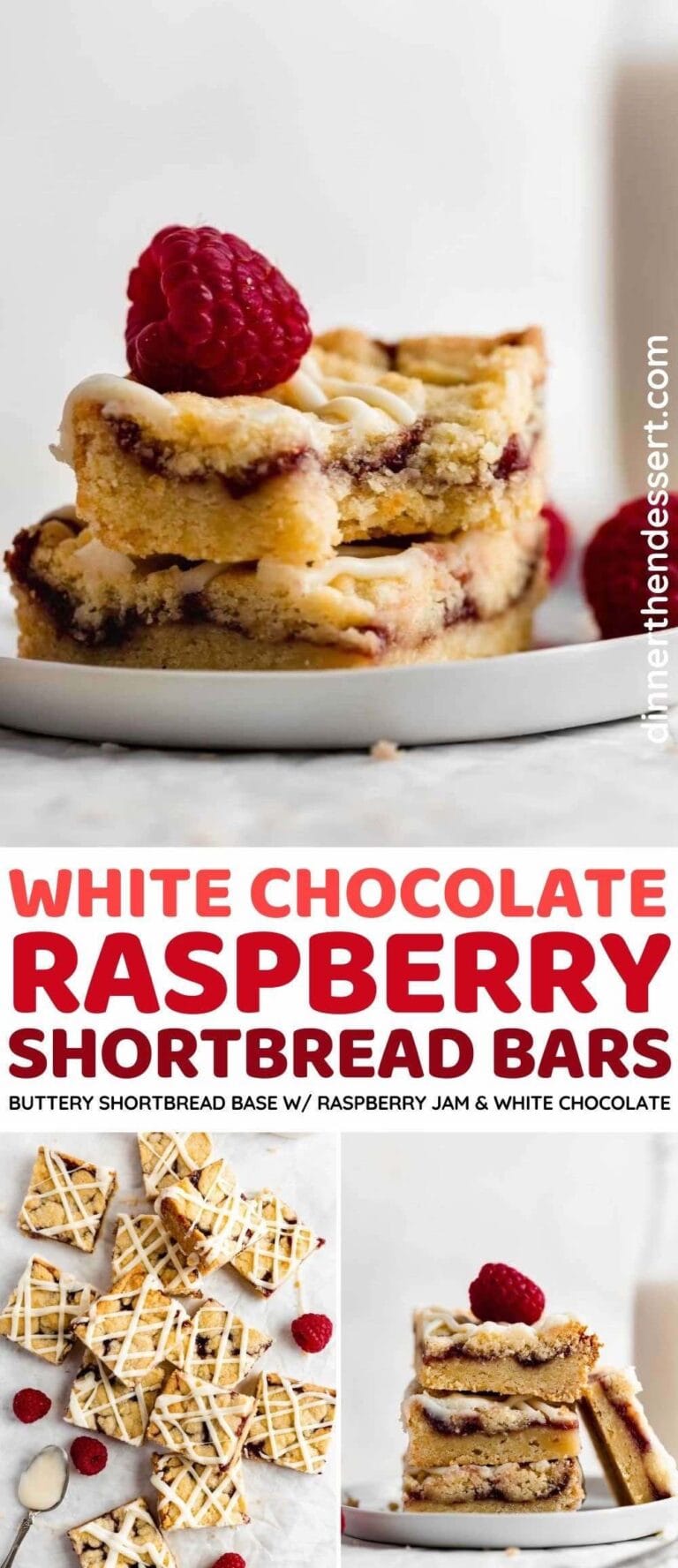 White Chocolate Raspberry Shortbread Bars Recipe - Dinner, then Dessert