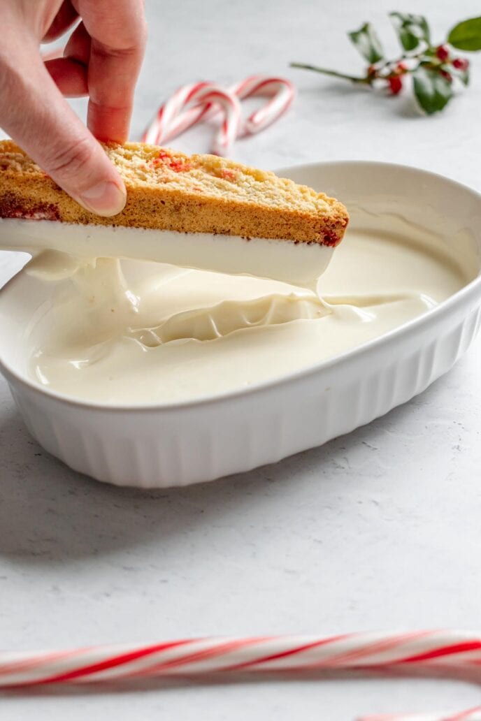 Easy Peppermint Dipped Biscotti Recipe - Dinner, then Dessert