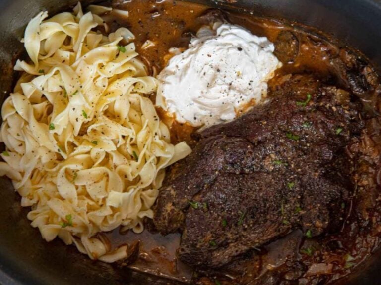 Slow Cooker Pot Roast Beef Stroganoff (Crock Pot) - Dinner, then Dessert