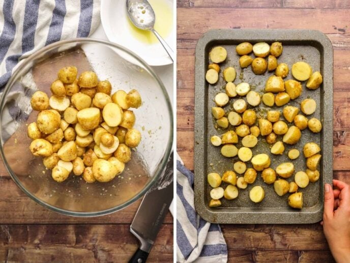 Garlic Butter Roasted Potatoes Recipe - Dinner, then Dessert
