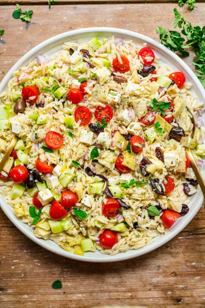 Greek Orzo Salad Recipe - Dinner, then Dessert