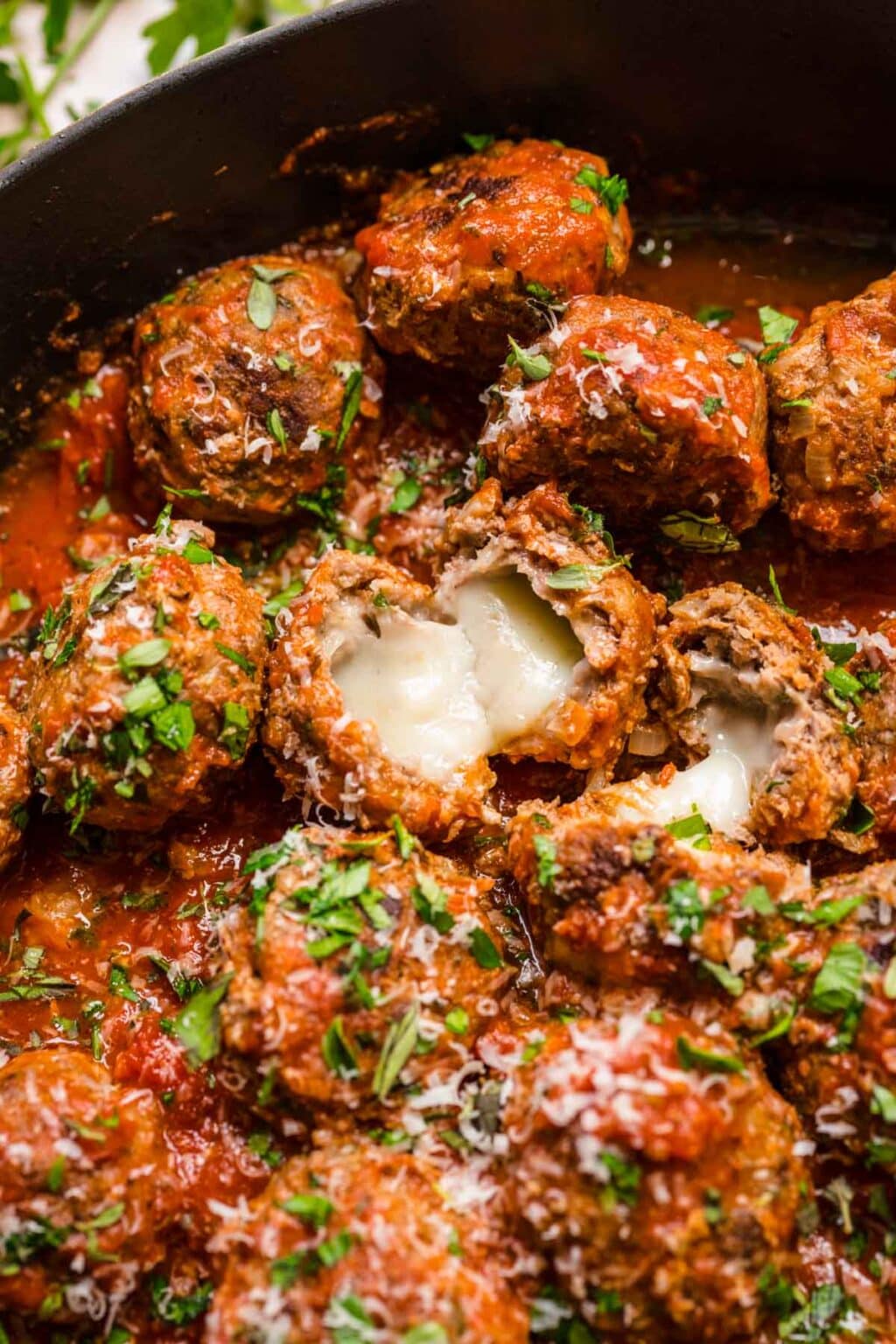 Mozzarella Stuffed Meatballs Recipe - Dinner, then Dessert