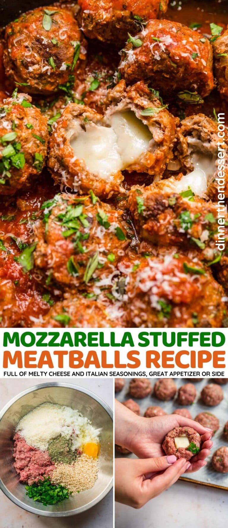 Mozzarella Stuffed Meatballs Recipe - Dinner, then Dessert
