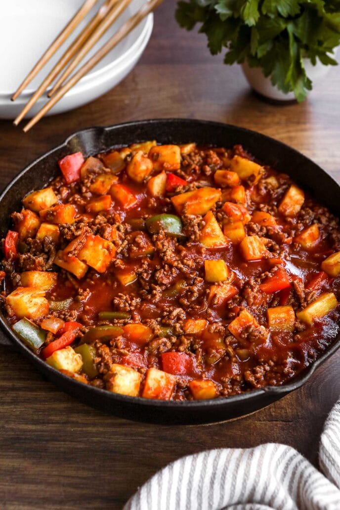 Sweet and Sour Ground Beef Recipe - Dinner, then Dessert