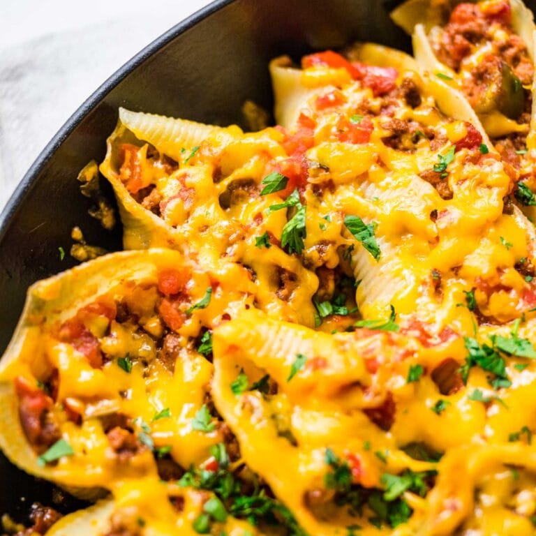 Easy Cheesy Taco Stuffed Shells Recipe [VIDEO] - Dinner, then Dessert