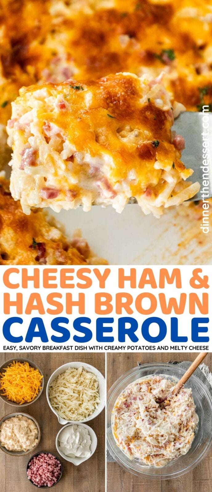 Cheesy Ham and Hash Brown Casserole Recipe - Dinner, then Dessert