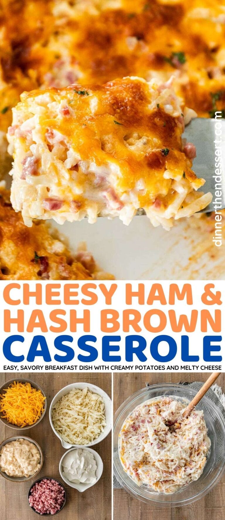 Cheesy Ham and Hash Brown Casserole Recipe - Dinner, then Dessert