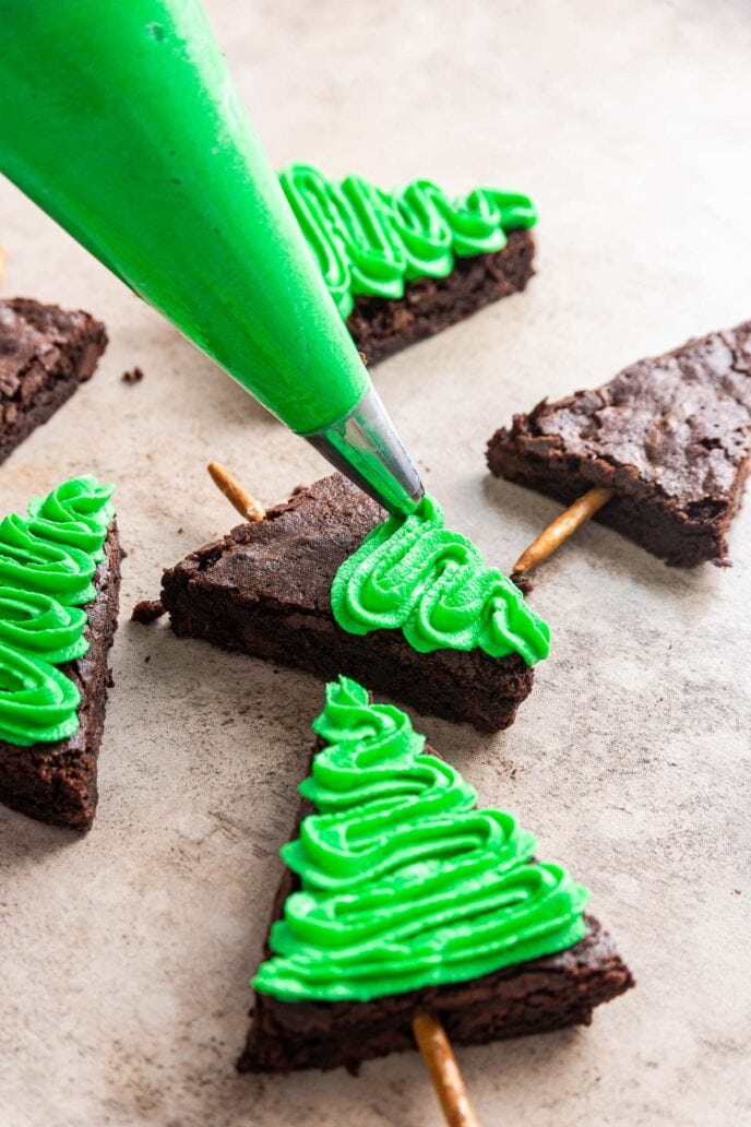 Easy Christmas Tree Brownies - Dinner, then Dessert