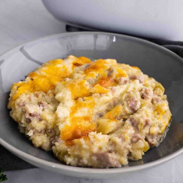 Cheesy Baked Sausage Grits Recipe - Dinner, then Dessert