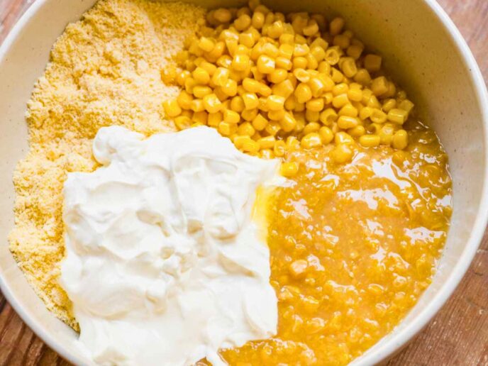 Cheesy Corn Casserole Recipe - Dinner, then Dessert