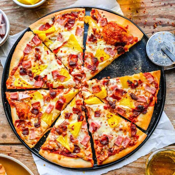 Homemade Hawaiian Pizza Recipe - Dinner, then Dessert
