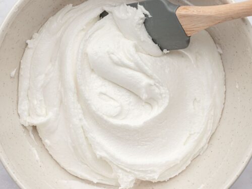 Royal Icing with spatula to stir and scrape bowl