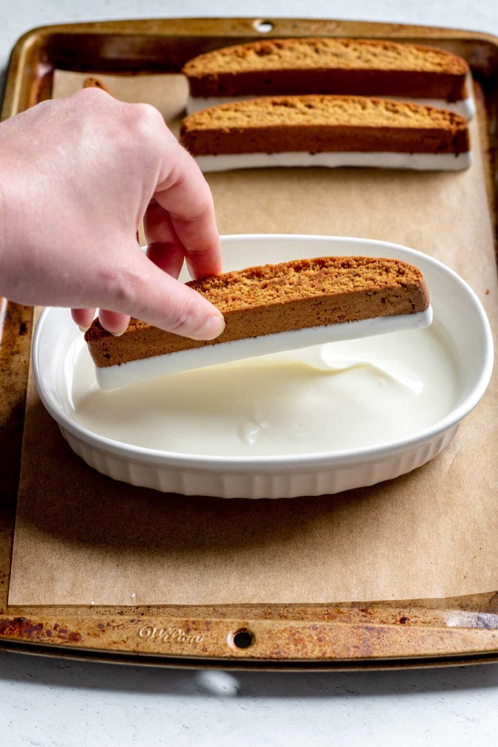 Easy Gingerbread Dipped Biscotti Cookies Recipe - Dinner, then Dessert