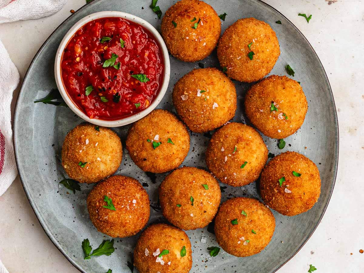 Traditional Arancini with Spicy Dipping Sauce Recipe - Dinner, then Dessert