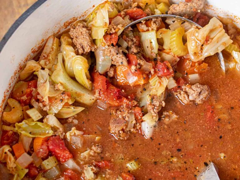 Ground Beef Cabbage Soup (Stove, Crockpot or IP) Dinner, then Dessert